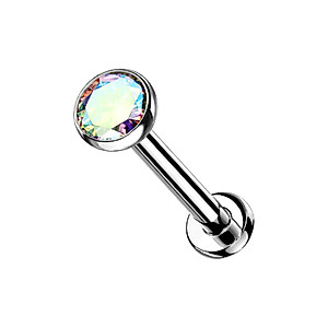Pierced Owl 20G Extra Petite 6mm Barbell Implant Grade Titanium Threadless Push-in 2mm Crystal Flat Back Stud (Aurora Borealis)