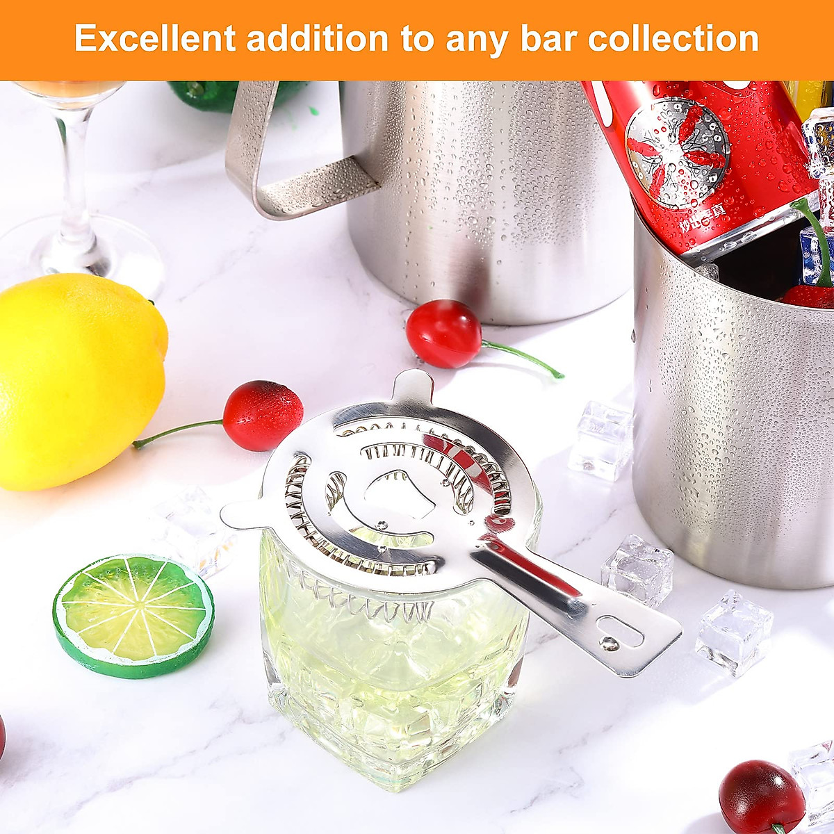 16 Pieces Bar Strainers Bartender Strainer Cocktail Strainers Stainless Steel Drink Strainer silver Shaker Strainer Ice Bar Shelf Strainer for Bartenders Drinking Water Filtering