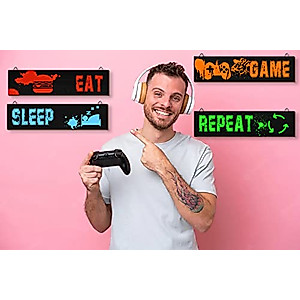 Chuniff 4 Pieces Gamer Room Décor, Gaming Décor for Boys Room, Video Game Room Wall Decoration for Boys, 11.8 * 3 inches