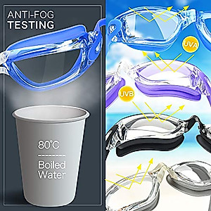 Elimoons Swim Goggles for Men Women Kids, Swimming Goggles Anti Fog UV Protection, 2 Pack