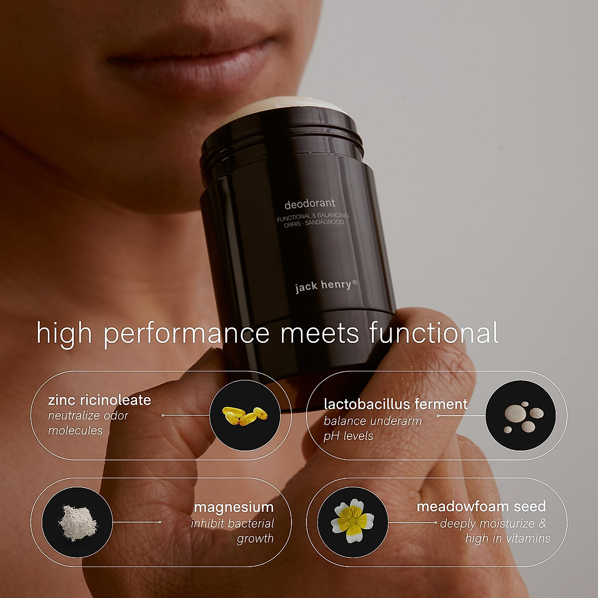 Jack Henry Natural Deodorant - Long Lasting Sandalwood & Pink Pepper - Aluminum Free Deodorant w/ 48-Hour Odor Protection - Creamy Shea Butter & Refreshing Citrus Scent - Deodorant for Men & Women