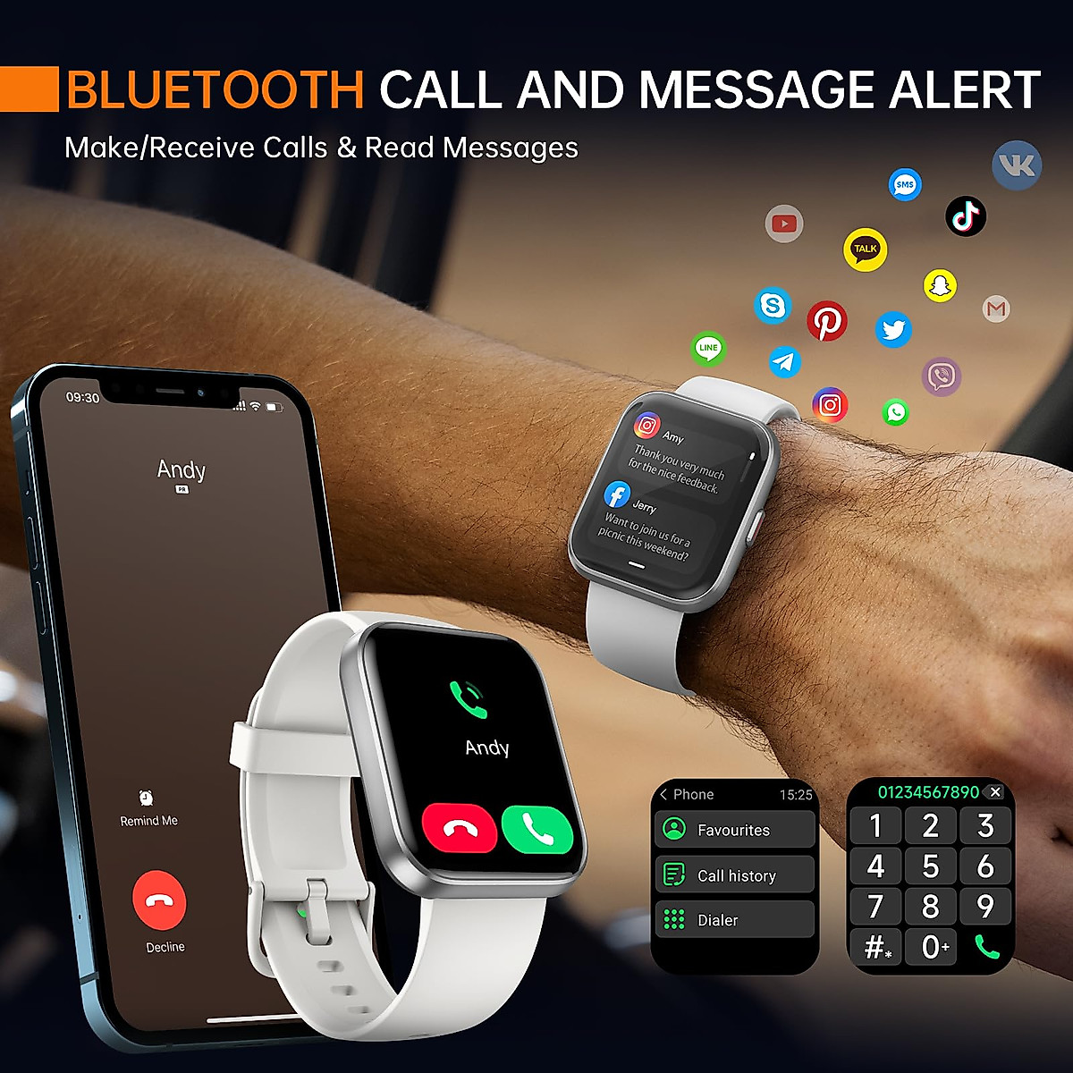 aeac Smart Watch for Women/Men, Fitness Watch, Alexa Built-in & Stable Bluetooth Call, with Heart Rate/SpO2/Sleep Monitor, 100 Sports, IP68 Waterproof Smartwatches for iOS Android