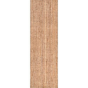 nuLOOM Ashli Handwoven Solid Jute Runner Rug, 2' 6" x 6', Natural