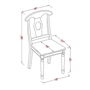 East West Furniture Kenley Kitchen Dining Napoleon Back Wood Seat Chairs, Set of 2, Buttermilk & Cherry