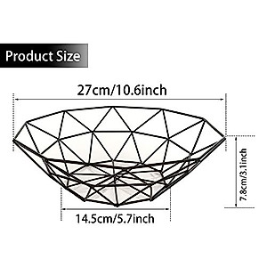 TEETOOKEA Metal Wire Fruit Bowl, Iron Arts Fruit Storage Baskets for Kitchen Counter, Countertop, Home Decor, Table Centerpiece Decorative hold Vegetables, Bread, Snacks, Potpourris