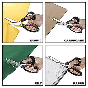 Professional Pinking Shears, Comfort Grip Handle Stainless Steel Dressmaking Scissors Sewing Art Craft Cut Tool, Serrated and Scalloped Blade Cutting Scissor for Fabric Decoration (Scalloped 10mm)