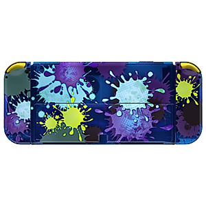 eXtremeRate DIY Full Set Shell Buttons for Nintendo Switch OLED, Replacement Console Back Plate & Kickstand, Custom Case Housing for Nintendo Switch OLED JoyCon Handheld Controller - Splattering Paint