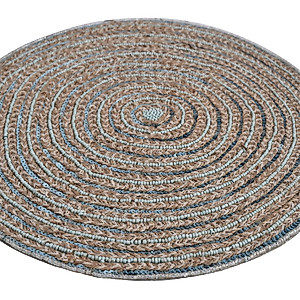 Trunkin USA jute-embroidered-placemat-br-color-teal-natural-br-size-15-round-br-set-of-4