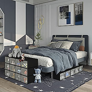 YITAHOME Shoe Storage Box, 18 PCS Medium Size Shoe Storage Organizers Stackable Shoe Storage Box Rack Containers Drawers - Black