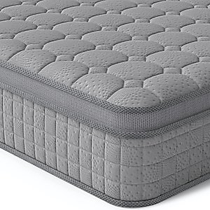 Vesgantti 12 Inch Multilayer Hybrid Queen Mattress - Multiple Sizes & Styles Available, Ergonomic Design with Memory Foam and Pocket Spring, Medium Firm Feel, Grey