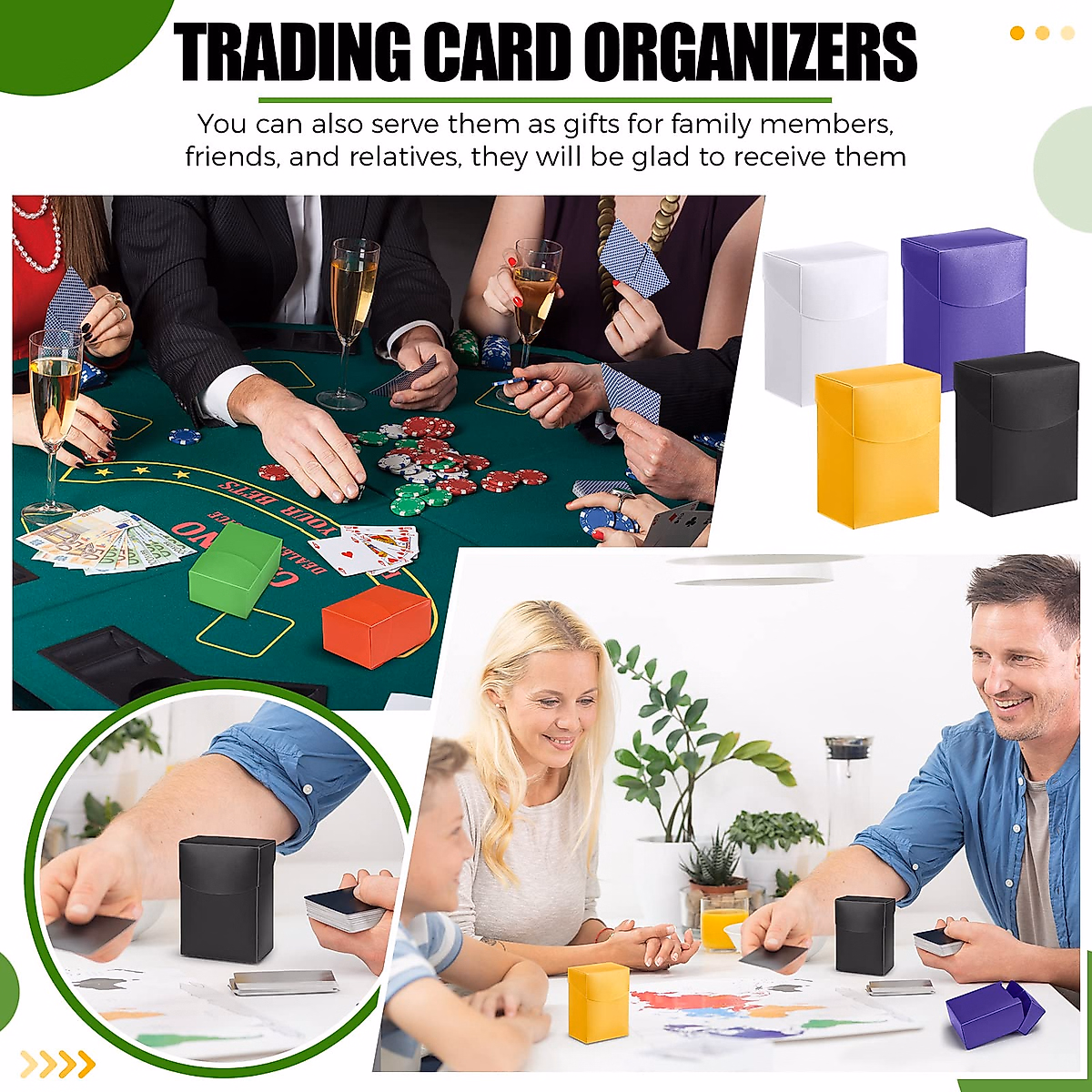 80 Pcs Deck Cards Boxes with Dividers, 40 Trading Card Storage Box and 40 Dividers, Plastic Card Deck Cases Storage Organizer Carrying Case for Games Card Playing Card Trading Cards Sports Cards