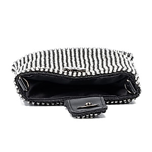 Olivia Miller Women’s Fashion Cami Black Gunmetal Rhinestone Mesh Iridescent Cell Phone Crossbody Mini Bag, Everyday Casual Evening Purse Handbag