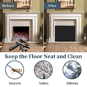 Fireplace Cover for Heat Loss,Fireplace Draft Stopper Fireplace Blanket Save Energy, Fireplace Draft Blocker with Built-in 4 Magnet and Hooks for Iron Fireplace Frame Fireplace Screen (39" x 32")