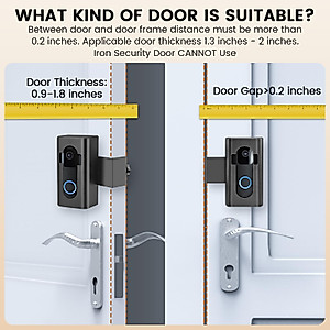 EUKI Anti-Theft Video Doorbell Door Mount, Compatible with Video 4/3/3 Plus/2/1, No-Drill Fit for Most Holder for Apartment, Bracket