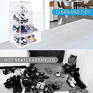 TABINBOX Clear Plastic Shoe Boxes, Stackable Shoe Cases, Clear Sneaker Storage Organizer(4 Pack)