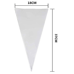 Muyindo 100 Pieces (7x15 Inch) Clear Bags Cone Bag Cello Bags Popcorn Bags Triangle Goody Bags with Twist Ties for Candies Handmade Cookies Bags