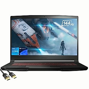 MSI GF63 Thin Gaming Laptop, 15.6" FHD IPS 144Hz Display, 11th Gen Intel 6-Core i5-11400H, GeForce RTX 3050, 32GB RAM, 1TB PCIe SSD, Thunderbolt 4, WiFi6, Backlit Keyboard, PDG HDMI Cable, Win 11 Pro