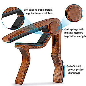 Moreyes Guitar Picks Guitar Capo Acoustic Guitar Accessories Trigger Capo With Free Guitar Picks (GC-9 Rosewood)