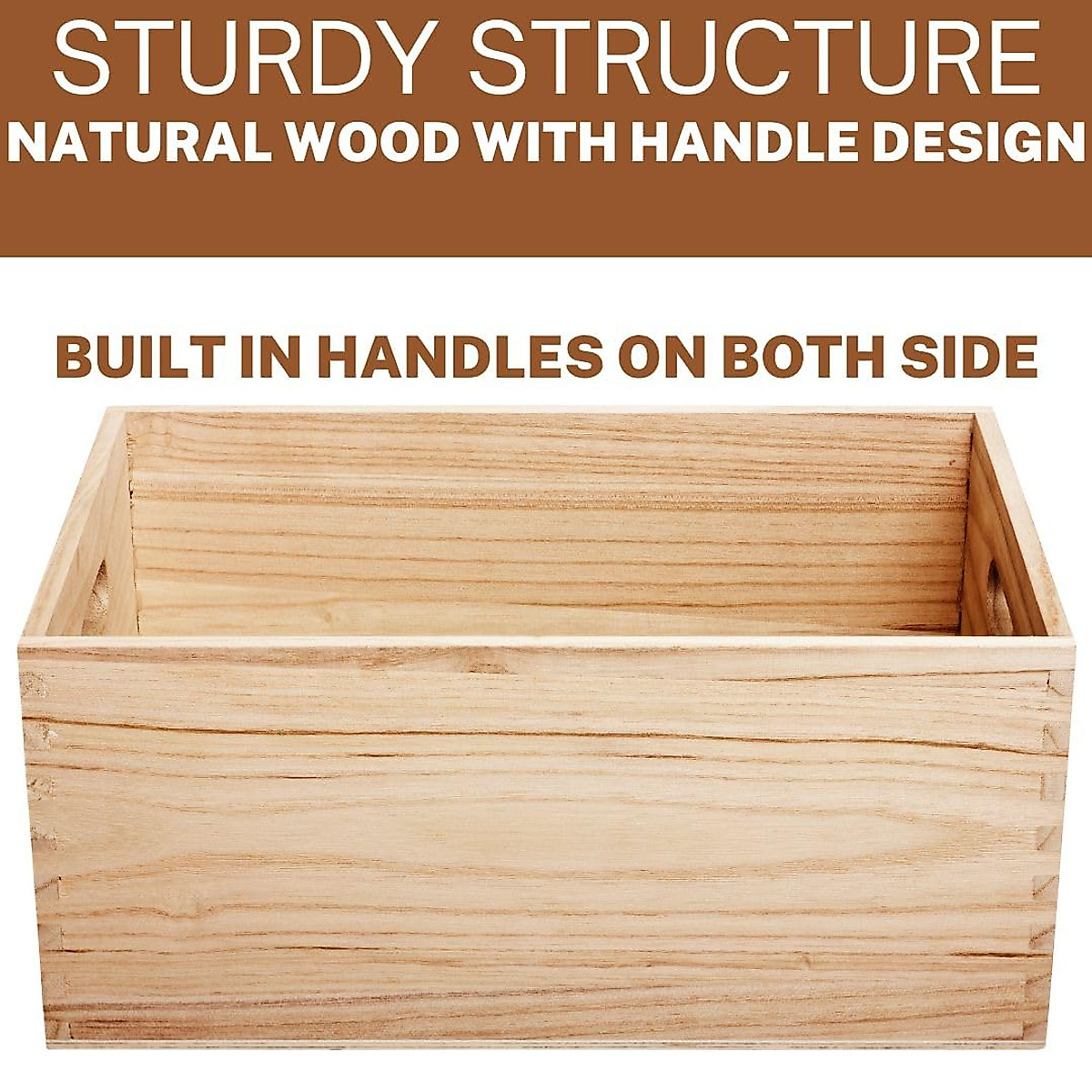 Oojami 4 Pack Unfinished Wooden Crates with Cutout Handles – DIY Nesting Wood Boxes for Storage, Home Organization & Display – Rustic Wooden Storage Crates for Crafting, Décor, Shelves & More