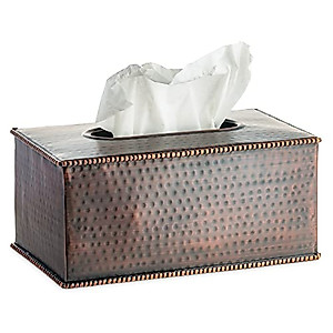 Heavyweight Tissue Box Holder, Luxury Hammered Oil Rubbed Bronze, Rectangular Size