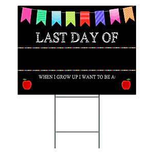 First And Last Day of School Lawn Sign 18x24 Inch Back to School Supplies Custom Yard Lawn Sign for Rent House Party Supplies Décor
