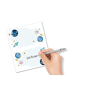 Table Place Card, Space Themed Tent Style Cards, Pack of 25 Half-Fold Reception Place Card, Astronaut Birthday Decor, Perfect for Baby Shower, Space Galaxy Birthday Party and Special Events C29