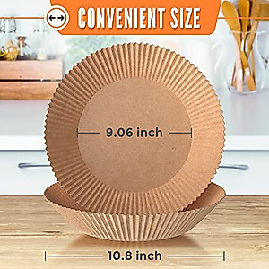 Air Fryer Liners XL FAMILY SIZE, 100 Pcs, 9.06-inch Internal Diameter Disposable Paper Liner for Baking Frying Grilling Roasting Microwave - Unbleached Non-Stick Oil-proof. For ROUND &/SQUARE Fryers