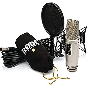 Rode NT2-A Large-Diaphragm Multipattern Condenser Microphone Bundle with Auray RF-5P-B Reflection Filter (Metal) and Auray RFMS-580 Filter Mic Stand