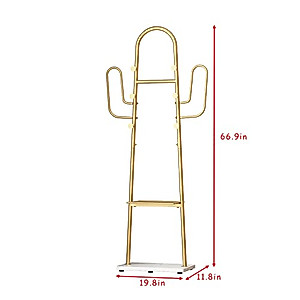 Gold Clothing Rack, Modern Clothing Rack with Shelf, Standing Coat Rack, 2-in-1 Garment Rack