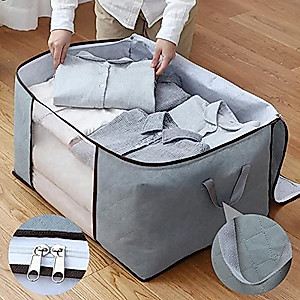 RIIOO Storage Container/Quilt Storage Bag/Large, Medium and Extra Large 3 Sets, Suitable for Storing Room Clothes and Quilts (Gray)