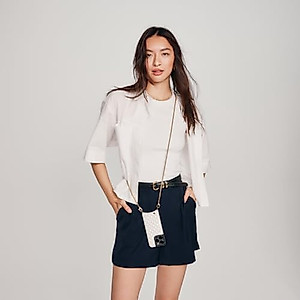 Bandolier Sheila Crossbody Phone Case and Wallet for iPhone 15 Pro - Pyramid Studded Vegan Leather with Gold Snake Chain Strap