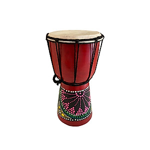 JIVE BRAND Djembe Drum Bongo Congo African Mahogany Wood Drum With Heavy Base Goat Skin Drum Head Hand Carved Professional Quality - 9" High - NOT MADE IN CHINA