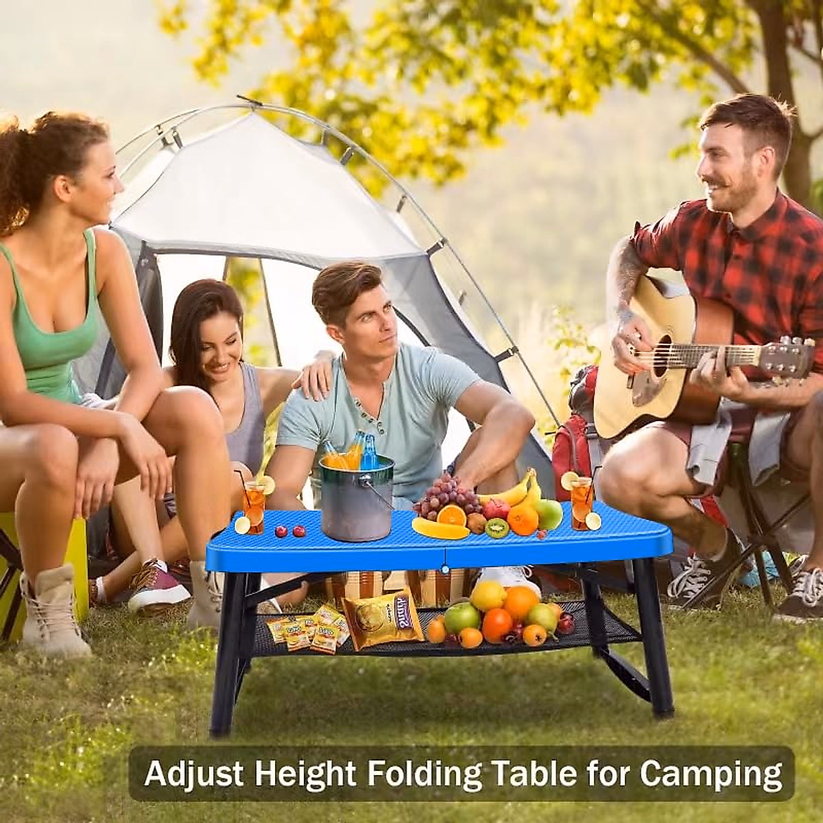 Small Folding Table Portable for Camping - Mondoshop Lightweight Foldable Table with Mesh Fabric for Outdoor Cooking, Picnic, Camp, Beach, Travel