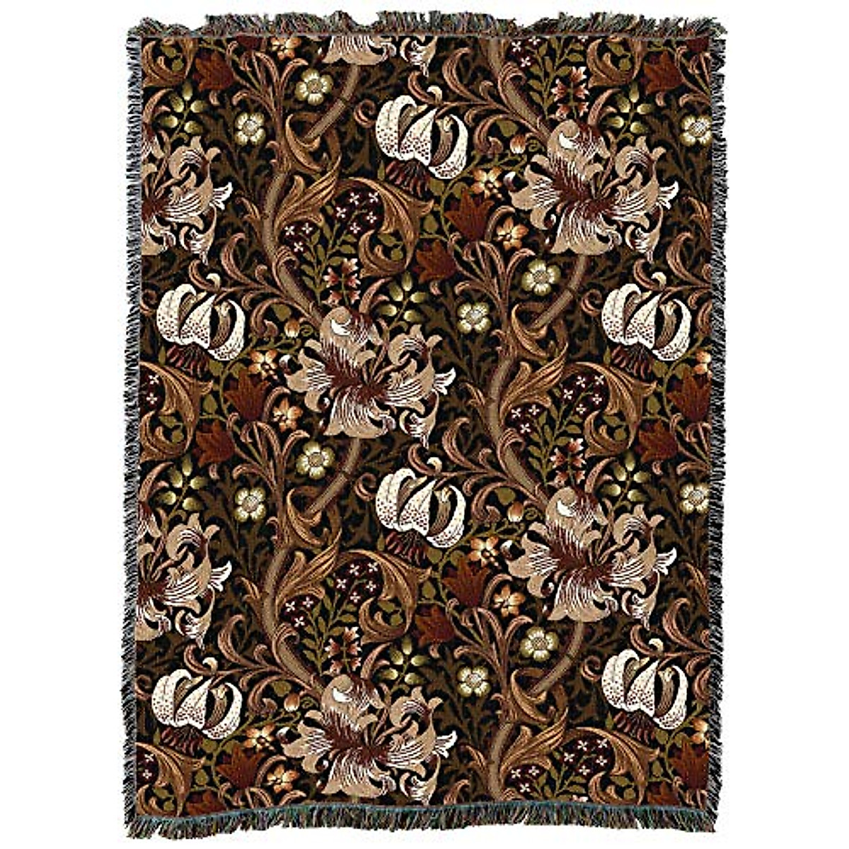 Pure Country Weavers William Morris Golden Lily Sienna Blanket - Arts & Crafts - Gift Tapestry Throw Woven from Cotton - Made in The USA (72x54)
