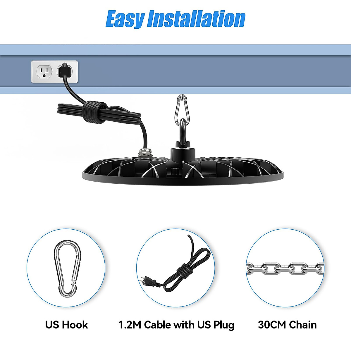20 Pack 200W UFO LED High Bay Light, 20000LM LED High Bay Light Fixture with 110V US Plug, 6500K Daylight White Commercial Warehouse Area Light for Wet Location Area, Workshop, Warehouse, Garage