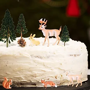 Sratte 26 Pcs Forest Animal Figures Diorama Kit, Woodland Creatures Toys Hunting Toys Model Diorama Supplies for Back to School Gift Educational Learning Birthday Gift