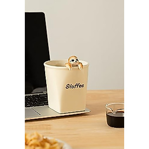 DIHOclub Ceramic Cup Funny 3D Sloth Mug Coffee Mug for Women and Men Gift for Best Friends and Coworkers (Cream-Sloth)