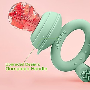 Haakaa Baby Fruit Food Feeder & Mini Freezer Nibble Tray Combo, Breastmilk Popsicle Molds for Cooling Relief, BPA Free Silicone Feeder for Safe Infant Self Feeding, 4 Month+ (Pea Green)