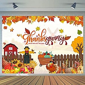 CYLYH 7x5ft Cartoon Fall Photography Backdrop Autumn Maple Forest Leaves Pumpkin Party Background Thanksgiving Party Supplies Farm Harvest Event Banner Baby Shower Thanksgiving Photo Backdrop D583