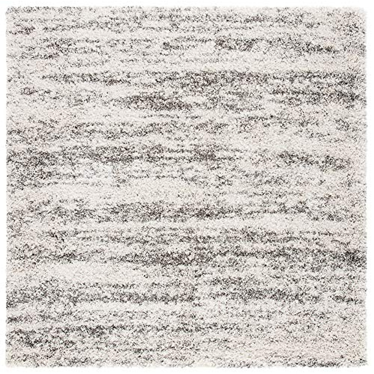 SAFAVIEH Hudson Shag Collection Area Rug - 7' Square, Ivory & Grey, Modern Design, Non-Shedding & Easy Care, 2-inch Thick Ideal for High Traffic Areas in Living Room, Bedroom (SGH206A)