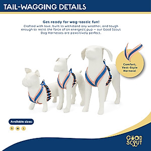 Good Scout Dog Harness Medium Sized Dog, Heavy Duty Padded Dog Vest Harness, Durable Dog Body Harness, Adjustable for a Comfortable & Safe Fit, D-Ring for Quick Leash Attachment, Blue/Blush