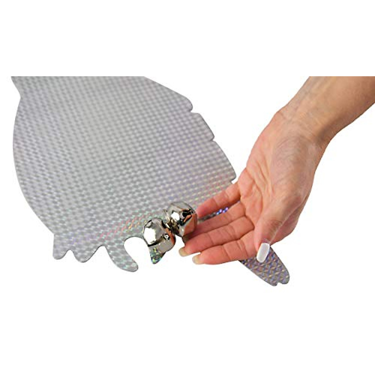 Home-X Guard Owl Decoy for Yard, Reflective Bird Deterrent Decoration with Bells