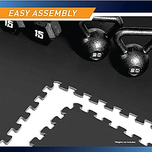 Marcy High Density Non-Slip 24 sq ft Fitness Mat / Equipment Interlocking Puzzle Mat and Floor Protector for Treadmills, Exercise Bikes, and Accessories MAT-39, Black