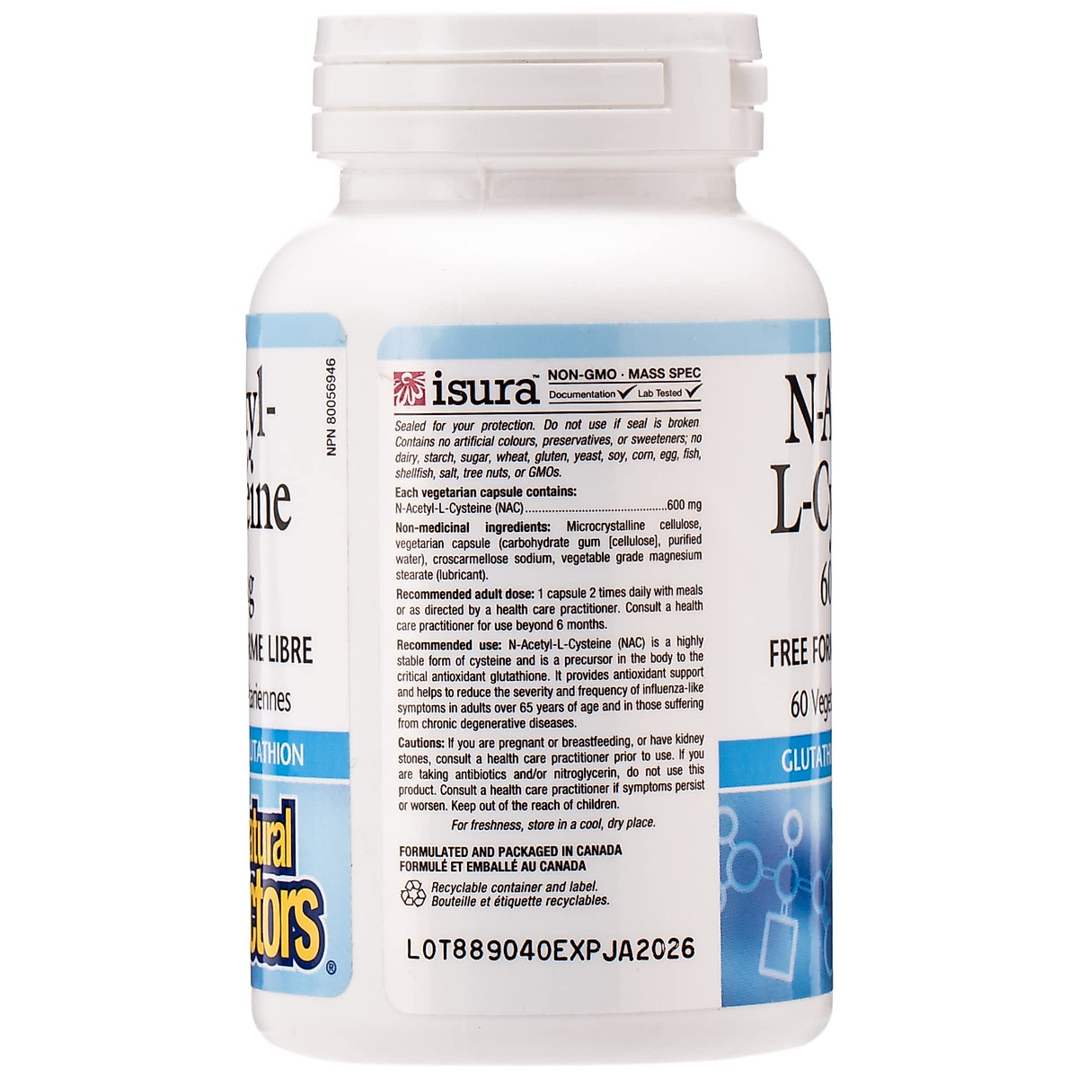 Natural Factors N-Acetyl-L-Cysteine 600 mg, 60 Capsules