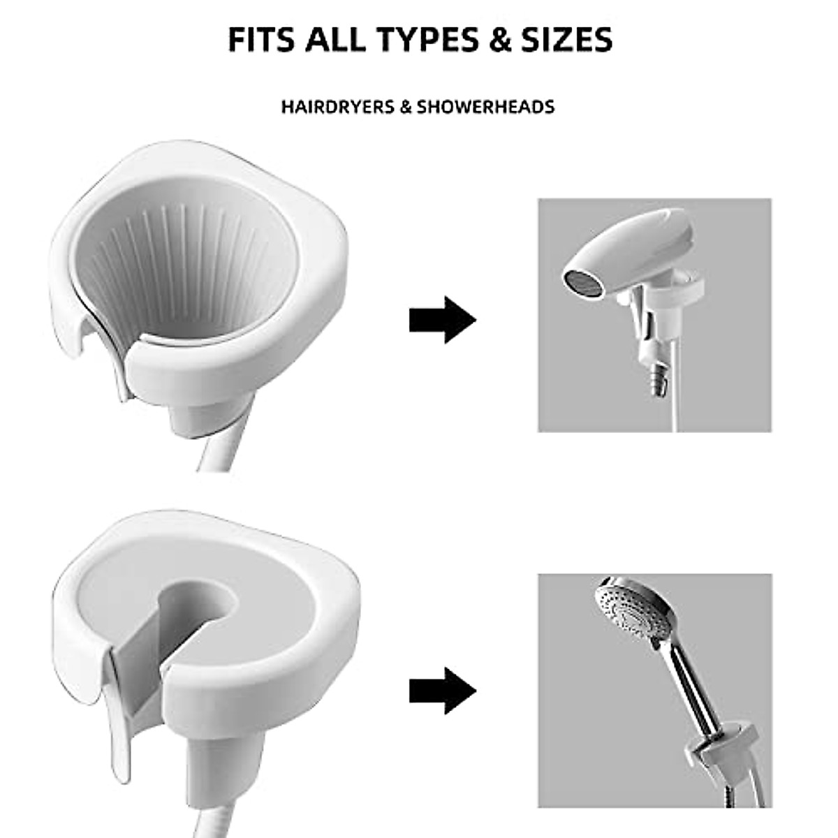 Cosermart Hair Dryer Holder Wall Mount, Self Adhesive Hair Tool Organizer Storage, Adjustable Blow Dryer Holder 360 Degree Rotation, Hands Free, Bathroom Hair Accessories Organizer(Comb Included)