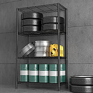 SINGAYE 4-Shelf Adjustable, Heavy Duty Storage Shelving Unit (350 lbs Loading Capacity per Shelf), Steel Organizer Wire Rack, Black (36" L x 14" W x 54" H)