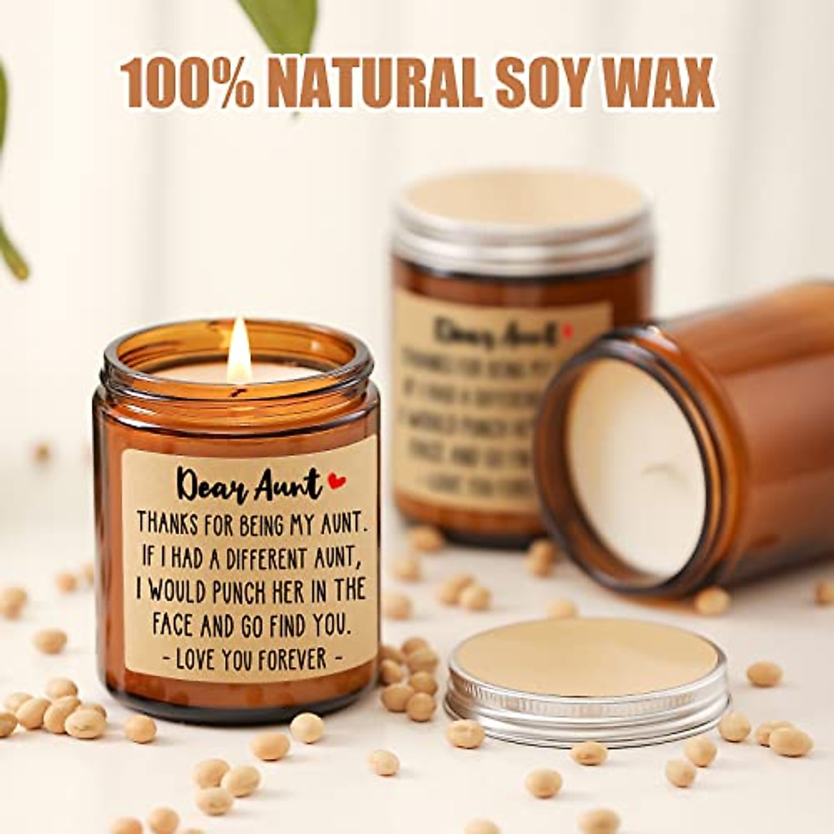 Aunt Gifts, Best Aunt Ever Gifts, Aunt Gifts from Niece/Nephew, Mothers Day Gifts for Aunt, Aunt Birthday Gift, Funny Thanksgiving Christmas Gifts for Aunt Aunty Auntie - Lavender Scented Candles