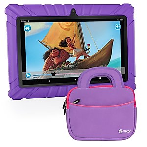 Contixo Kids Tablet, V8 Tablet for Kids and Tablet Sleeve Bag Bundle, 7” Toddler Tablet, 2GB+32GB Android 11 Tablet with Case, Learning Games Included, Parental Control Family Link - Purple