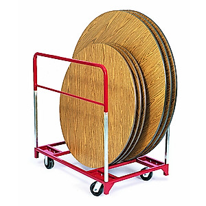 Raymond 3709 Steel Standard Round Folding Table Mover with 6" x 2" Phenolic Caster, 1600 lbs Capacity, 48" Length x 32-3/4" Width