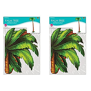Beistle 2 Piece Durable Jointed Cardstock Paper Palm Trees Luau Birthday Decorations Summer Tropical Party Accessory Beach Theme Hawaiian Photo Prop Background